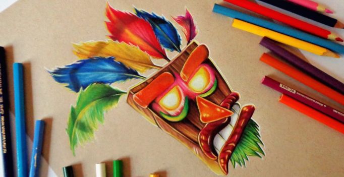 Speed Drawing: Aku Aku (Crash Bandicoot) – Tattoo Blog